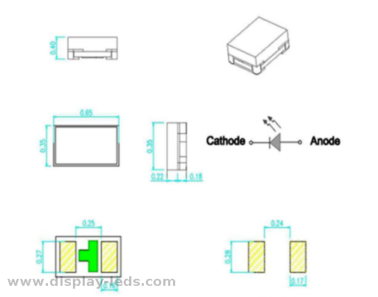 0201 Blue SMD Chip LED RoHS Compliant with 0.65 (L) X0.35(W) mm from ...